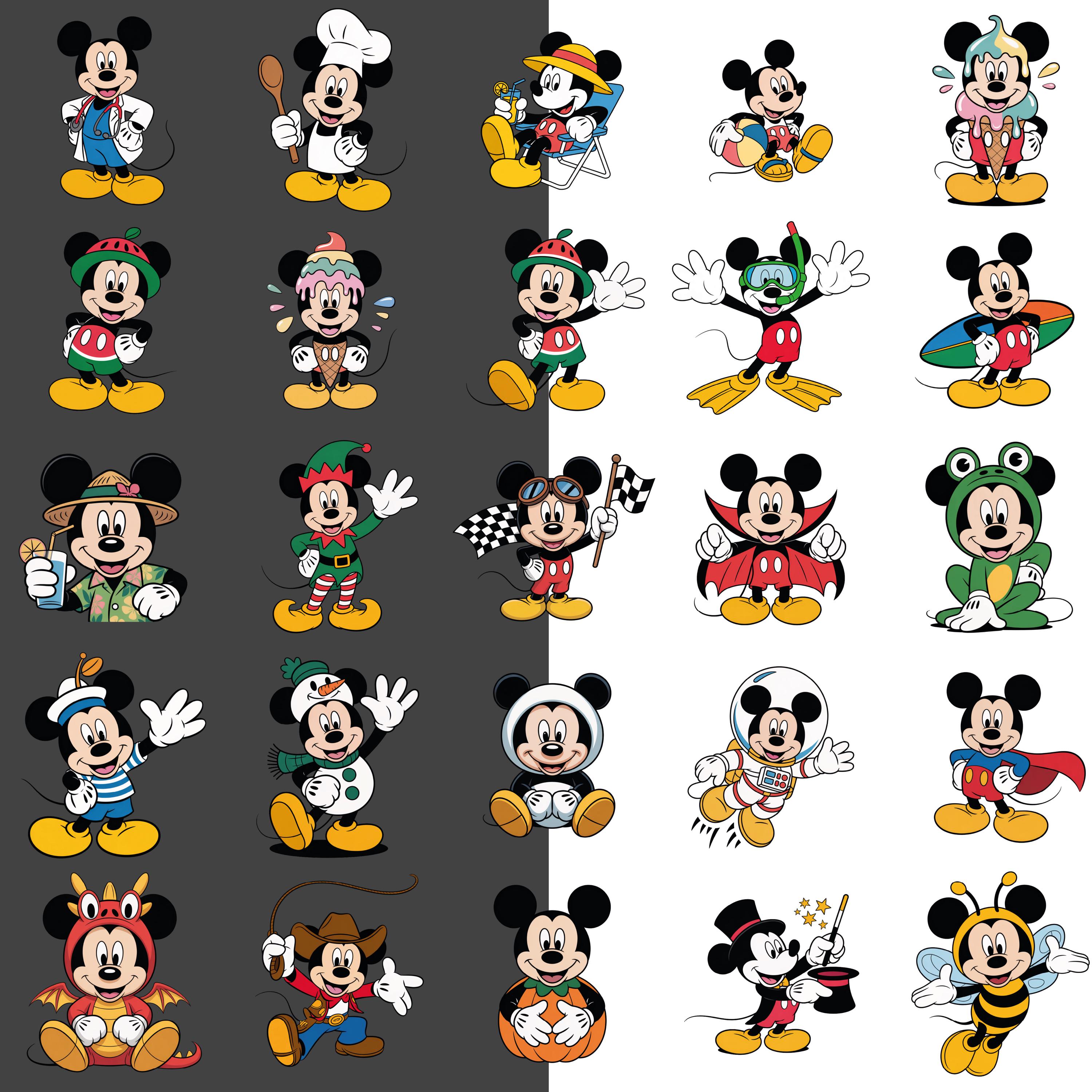 Mickey Mouse Clipart Bundle: Cartoon PNG Images (digital Download) - Etsy