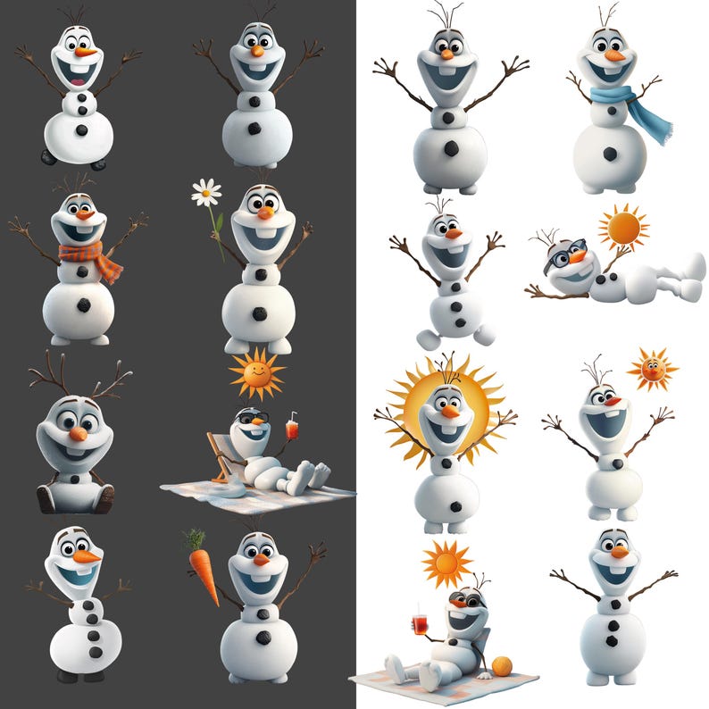 Frozen Clipart Bundle: Elsa, Anna, Olaf, Sven (160 PNG) (digital ...