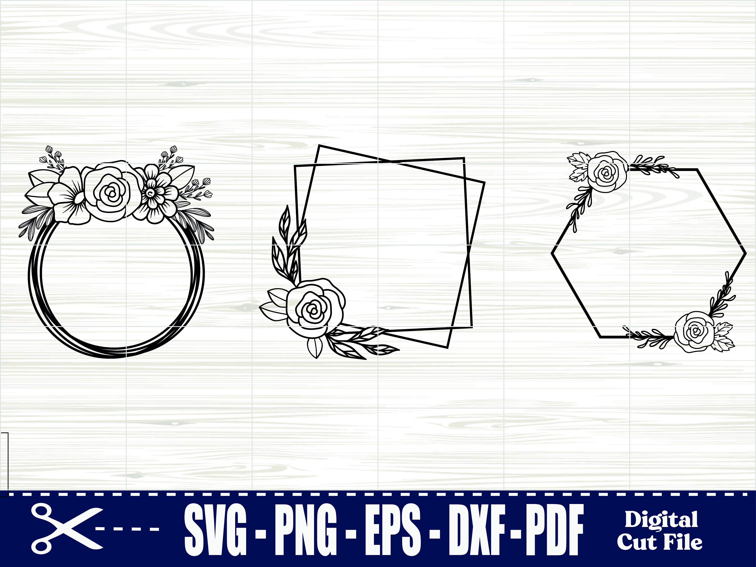Double Frame Svg Frame Svg Bundle Circle Frame Svg Floral Frame Svg