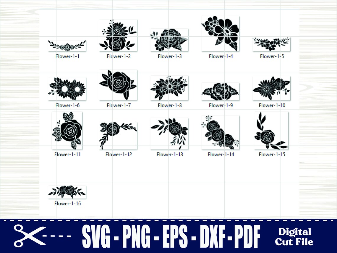 Flowers SVG Bundle Flowers Clipart Leaves Svg Rose SVG - Etsy