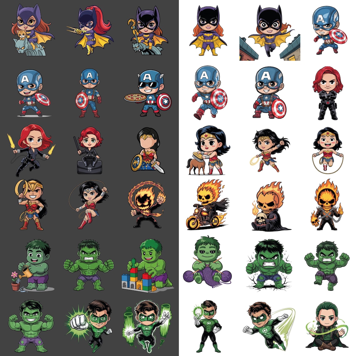 Chibi Superheroes Clipart: Comic Style PNG Bundle (179 PNG) - Etsy