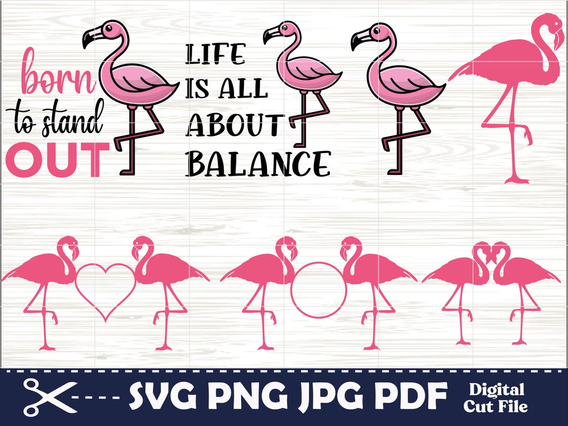 Flamingo SVG Bundle: Bird Cut Files for Cricut, Silhouette (digital ...