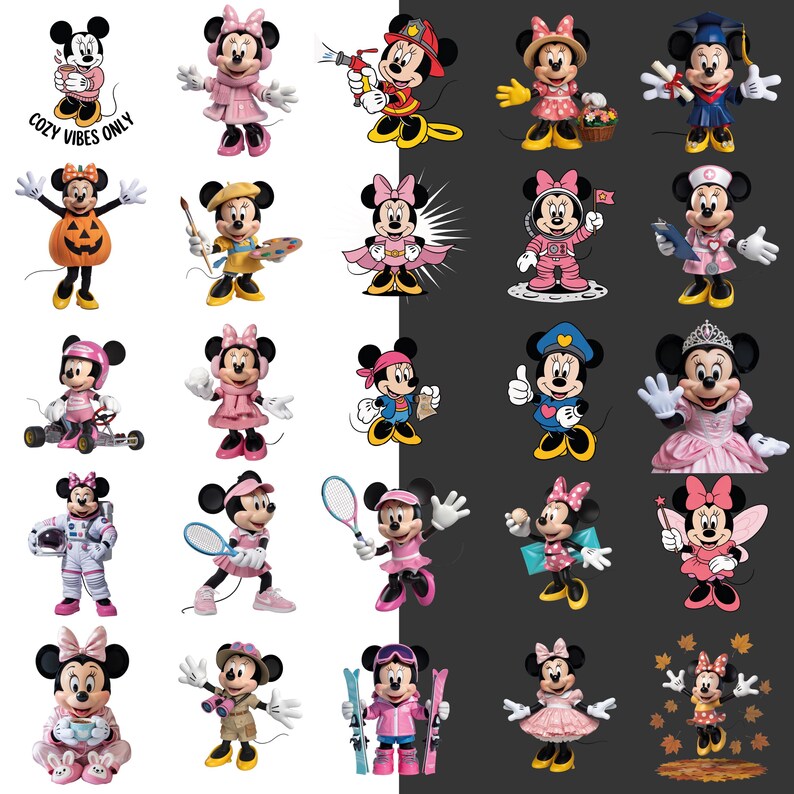Minnie Mouse Clipart Bundle | 135 PNG Disney Illustrations (300 DPI) - Etsy