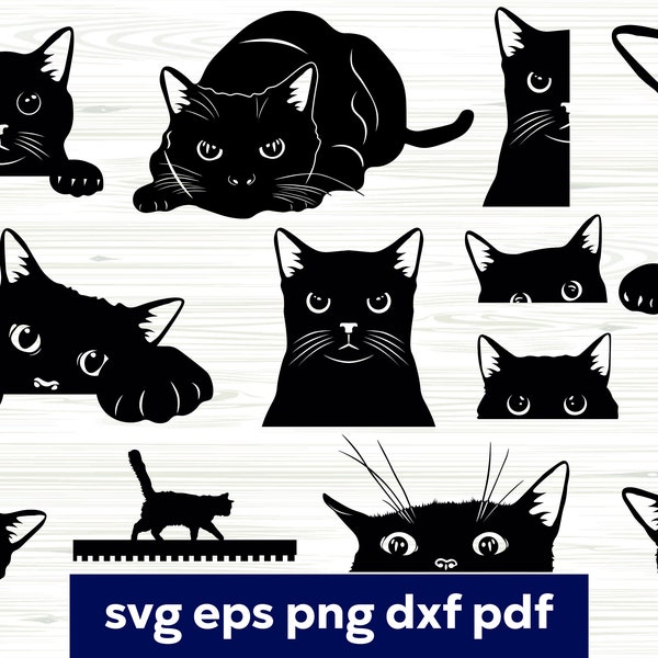 Black Cat Svg - Etsy