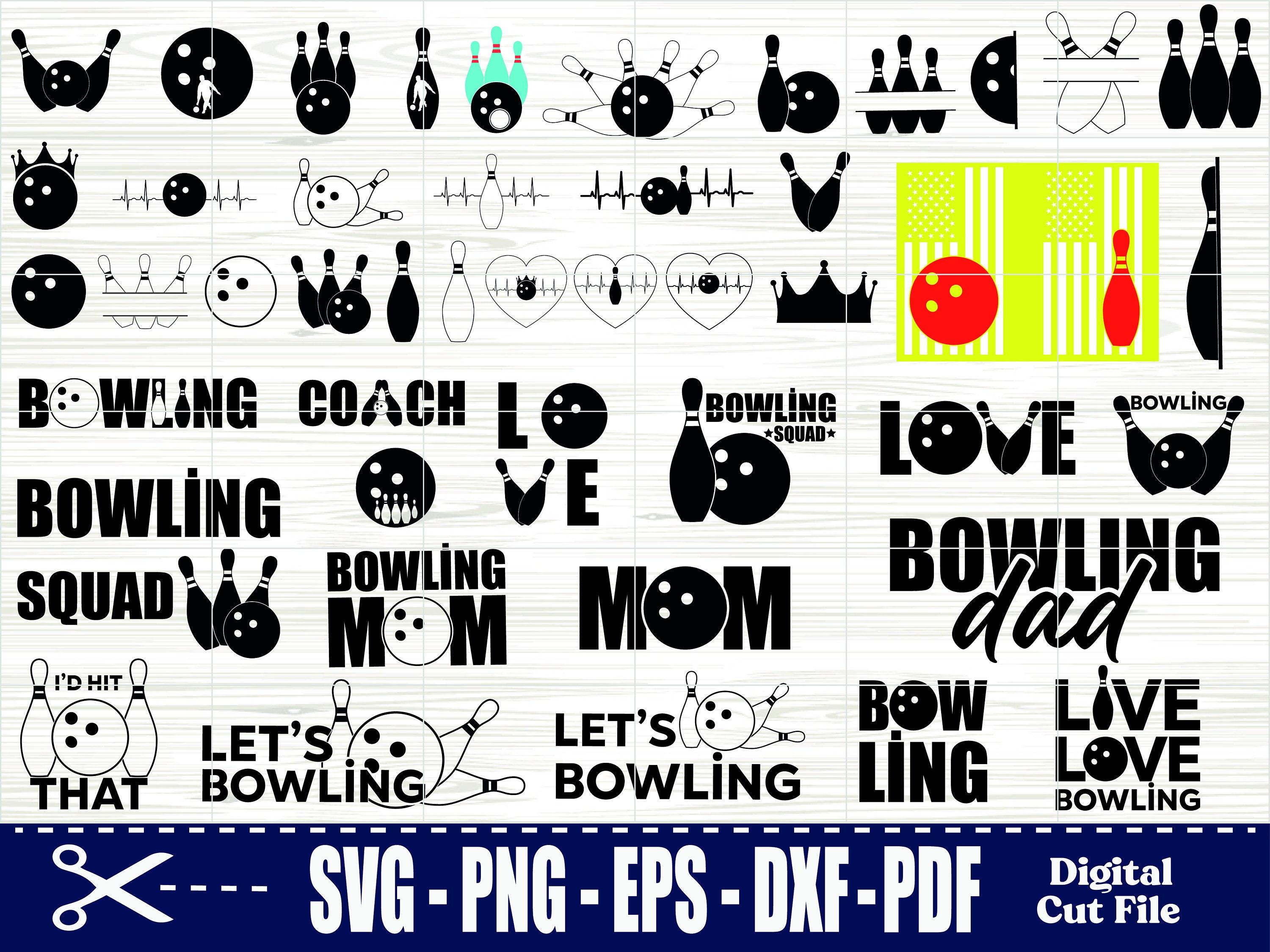 Bowling SVG Bowling Silhouette Bowling Clipart Bowling Ball Bowling Pin ...