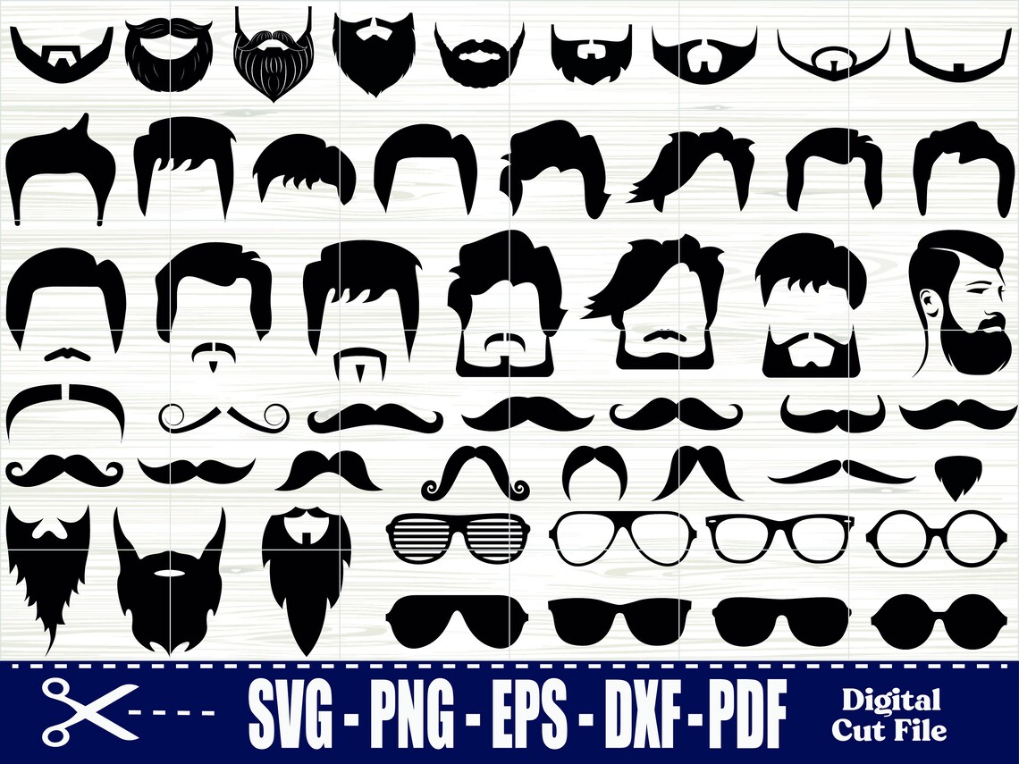 Beard SVG Bundle, Mustache SVG Bundle, Beard Cut File, Beard Clipart ...