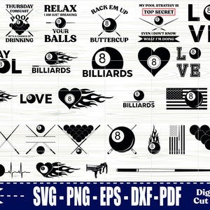 Billiard SVG Bundle: Pool Clipart, Cuttable Designs (digital Download ...