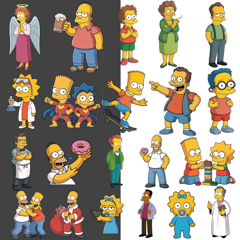Simpsons Clipart Bundle | 121 PNG Illustrations (transparent Background ...