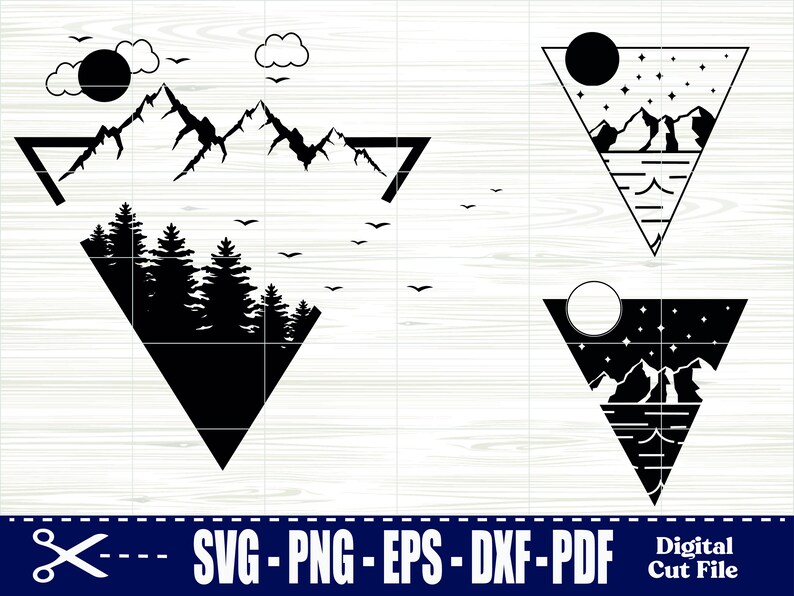 Mountain Svg Bundle, Geometric Mountain Svg, Mountain Silhouette Svg ...