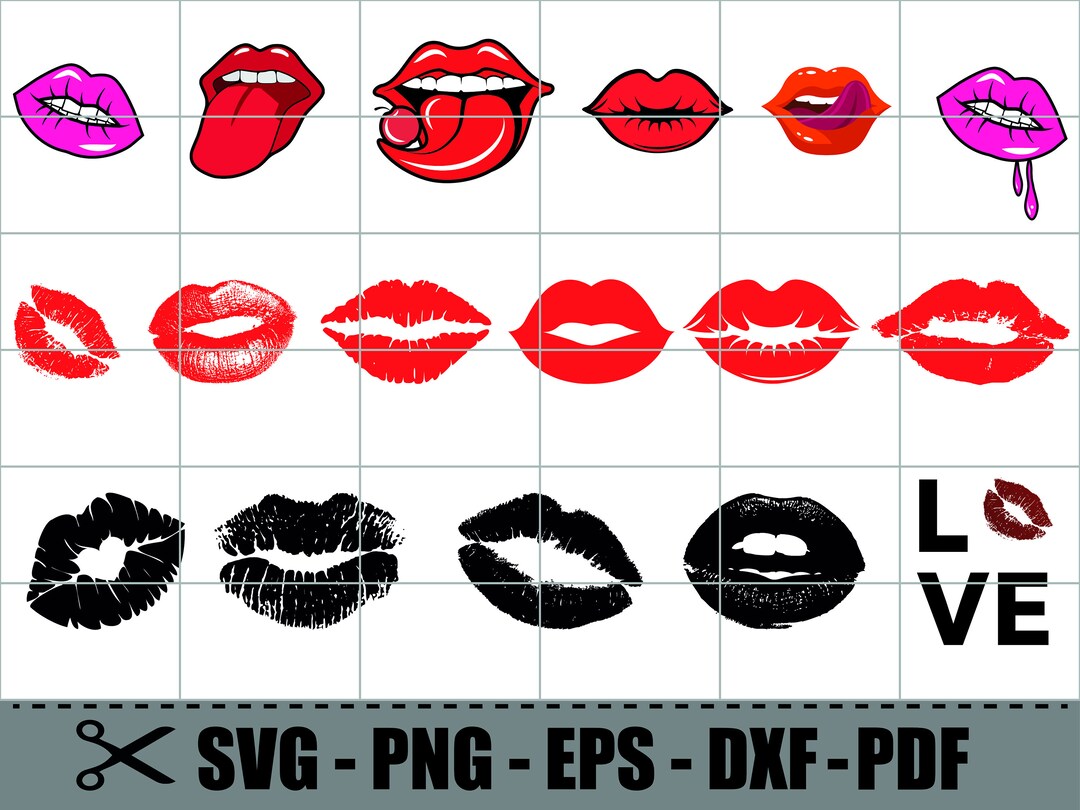 Labios SVG, Lips Bundle svg, Kiss SvG, Labios sangrantes, Labios ...