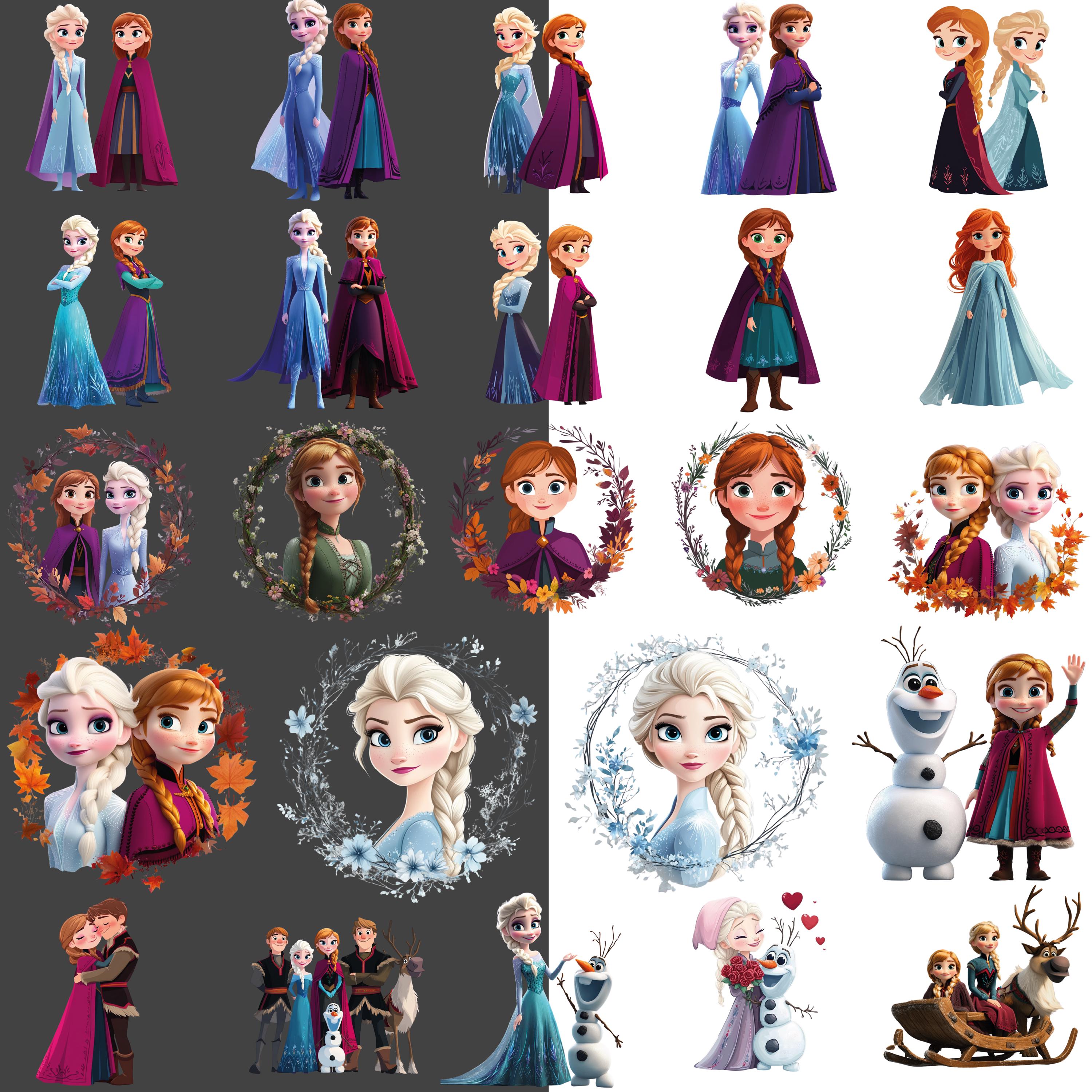 Frozen Clipart Bundle: Elsa, Anna, Olaf, Sven (160 PNG) (digital ...