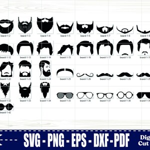 Beard SVG Bundle, Mustache SVG Bundle, Beard Cut File, Beard Clipart ...