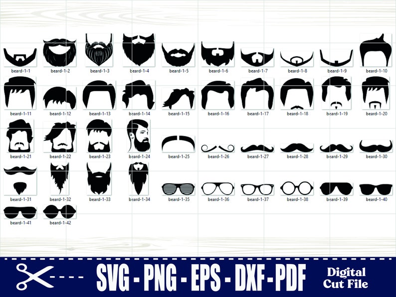 Beard SVG Bundle, Mustache SVG Bundle, Beard Cut File, Beard Clipart ...