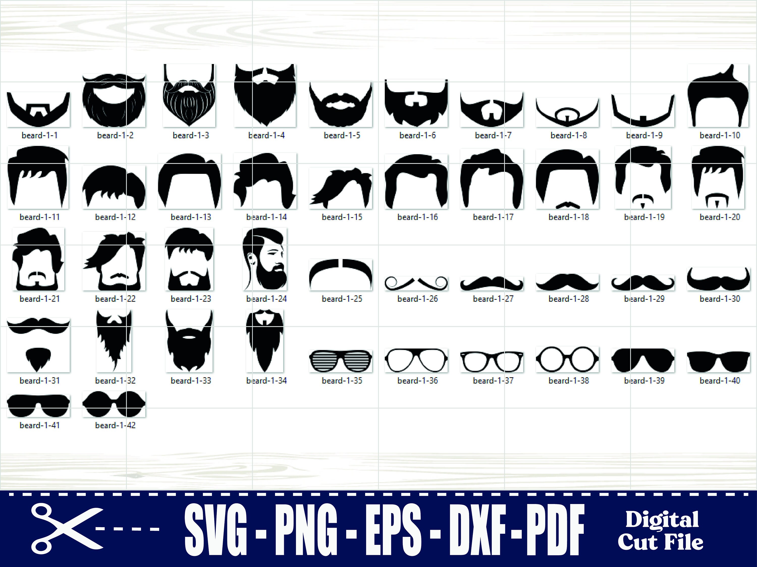 Beard SVG Bundle, Mustache SVG Bundle, Beard Cut File, Beard Clipart ...