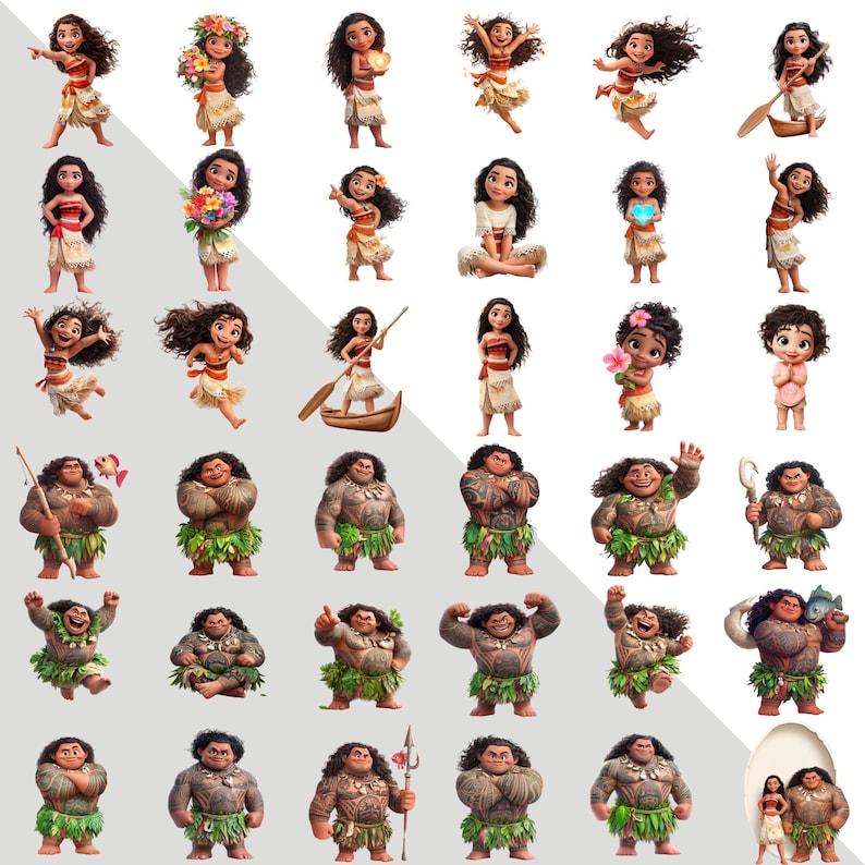 Moana Clipart Bundle | Tropical Party PNG Graphics (digital Download - Etsy