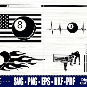 Billiard SVG Bundle: Pool Clipart, Cuttable Designs (digital Download ...