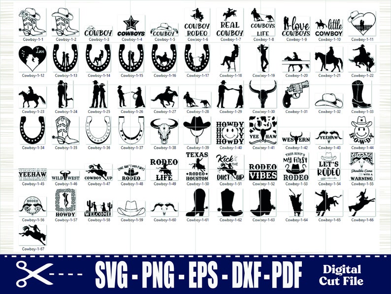 Cowboy SVG Bundle: Western Rodeo Designs (digital Download) - Etsy