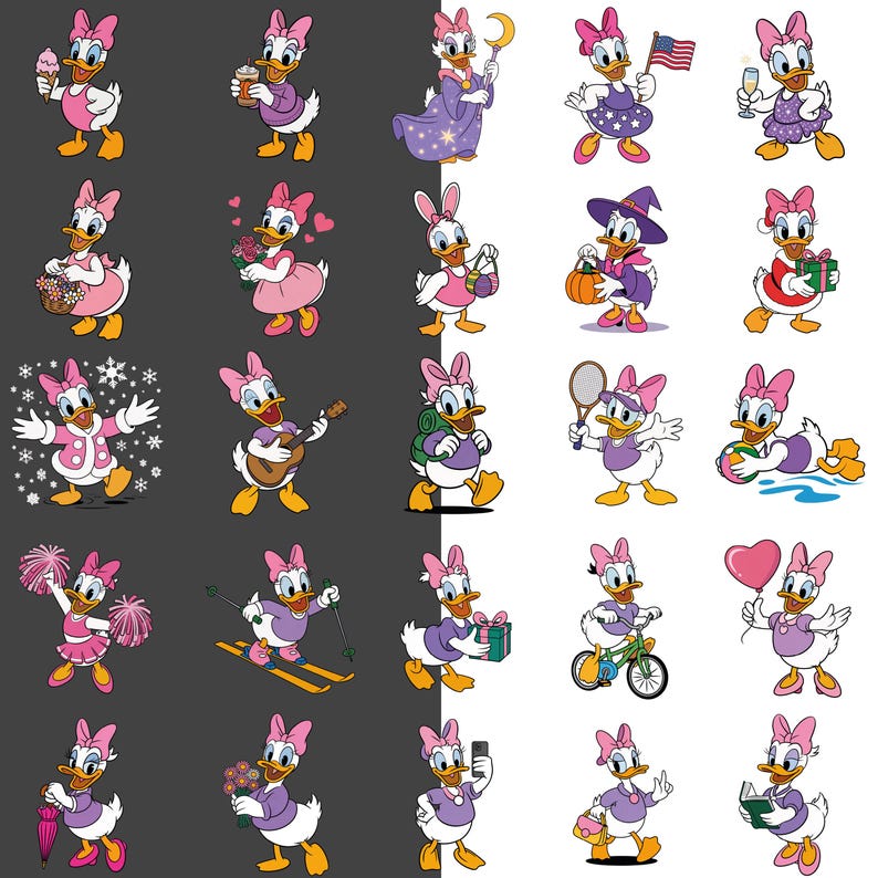 Daisy Duck Clipart Bundle, 188 Cartoon PNG Illustrations (digital ...