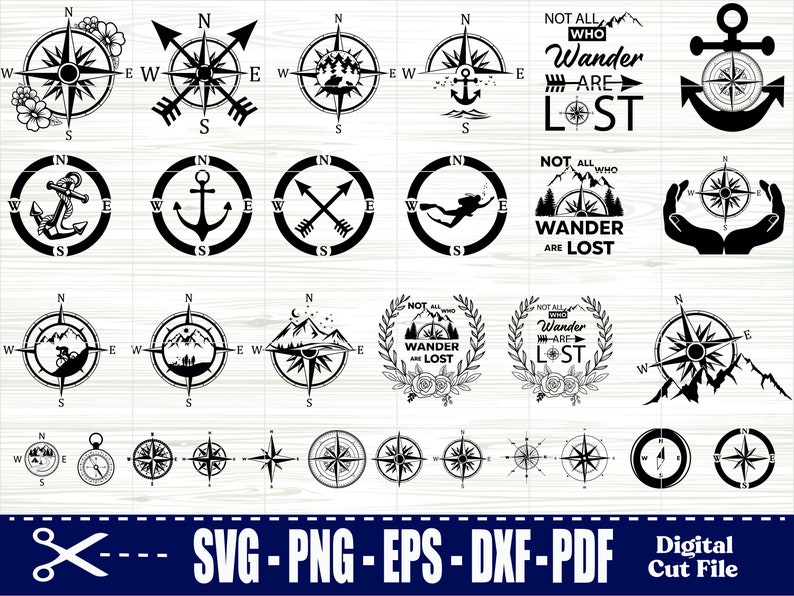 Nautical Compass SVG Bundle: Mountain, Animal, Vector Cut Files - Etsy
