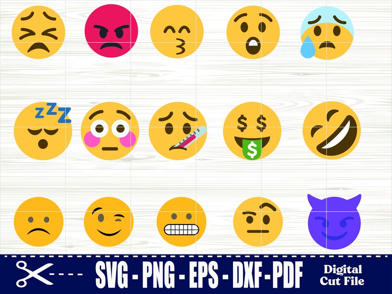 Emoji Svg Bunde Smiley Svg Emoji Png Emoji Clipart Emojis - Etsy Hong Kong