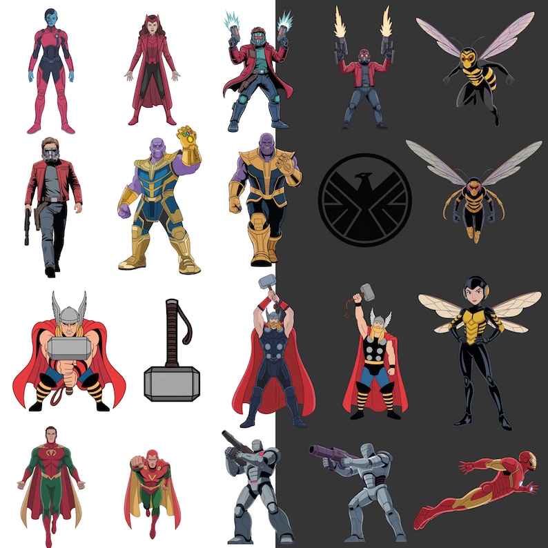 Avengers Clipart Bundle | 102 Superhero PNG Illustrations (digital ...