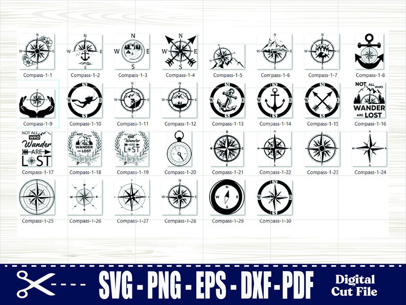 Nautical Compass SVG Bundle: Mountain, Animal, Vector Cut Files - Etsy