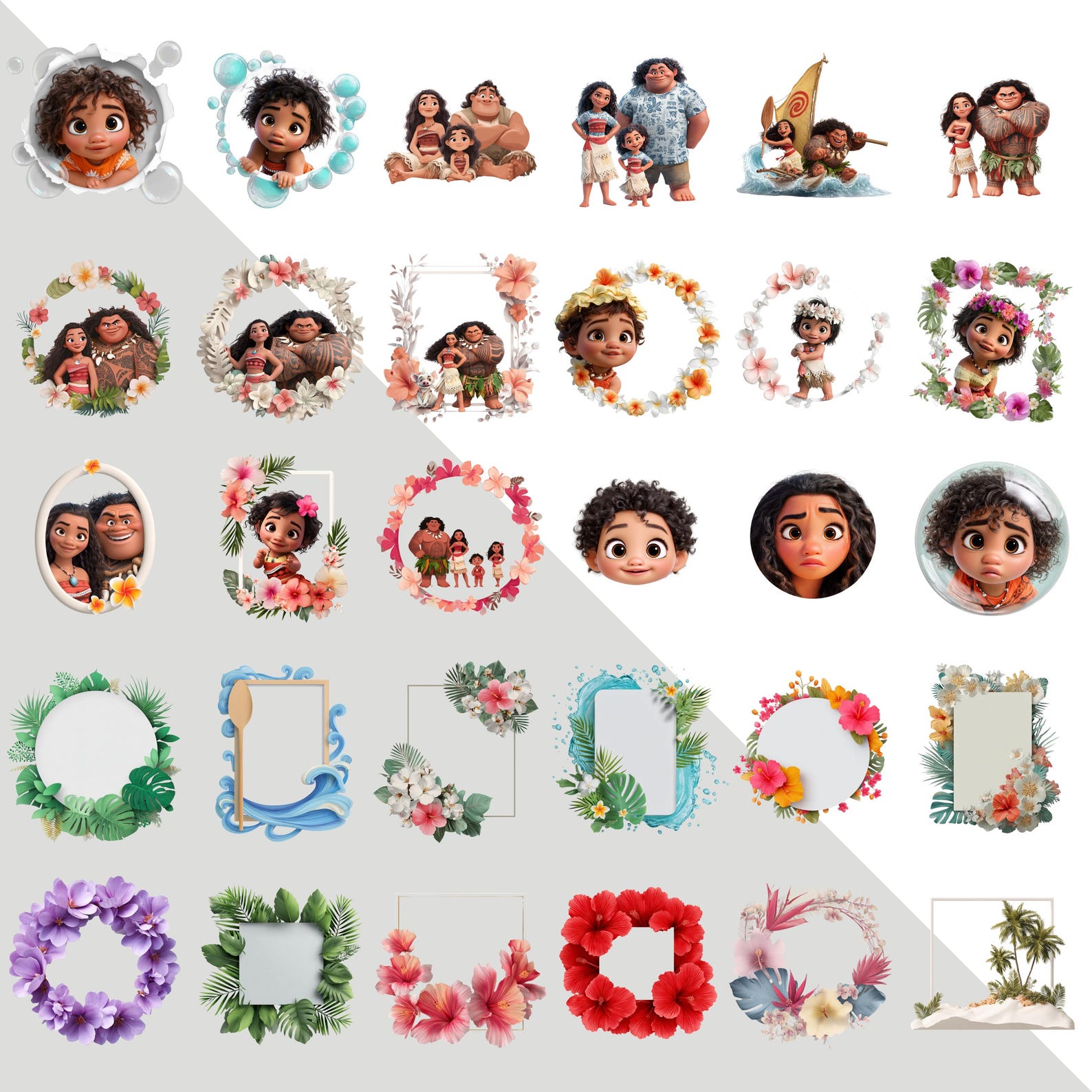 Moana Clipart Bundle | Tropical Party PNG Graphics (digital Download - Etsy