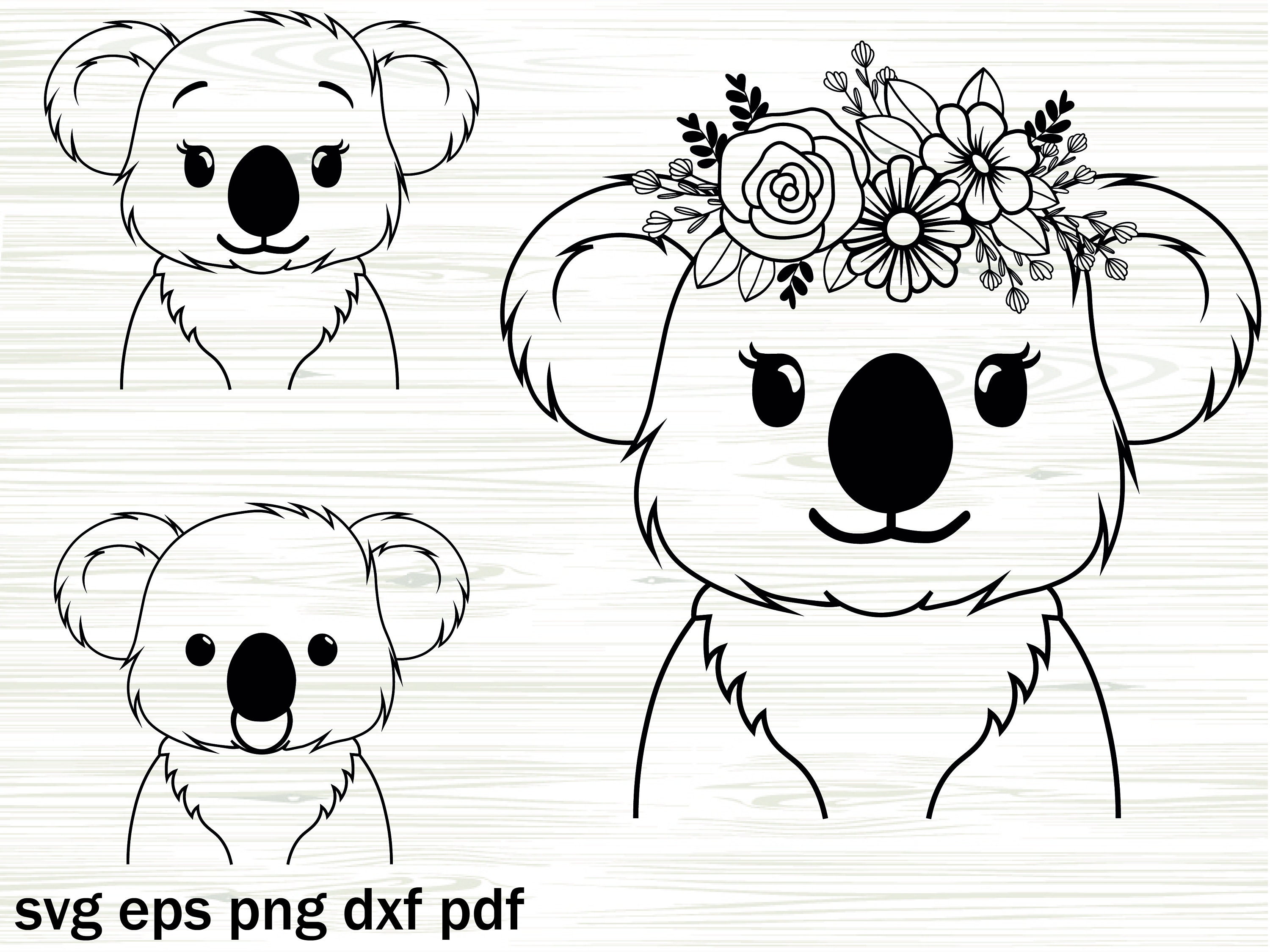 Koala Svg File Koala With Flower Crown SVG Koala With - Etsy