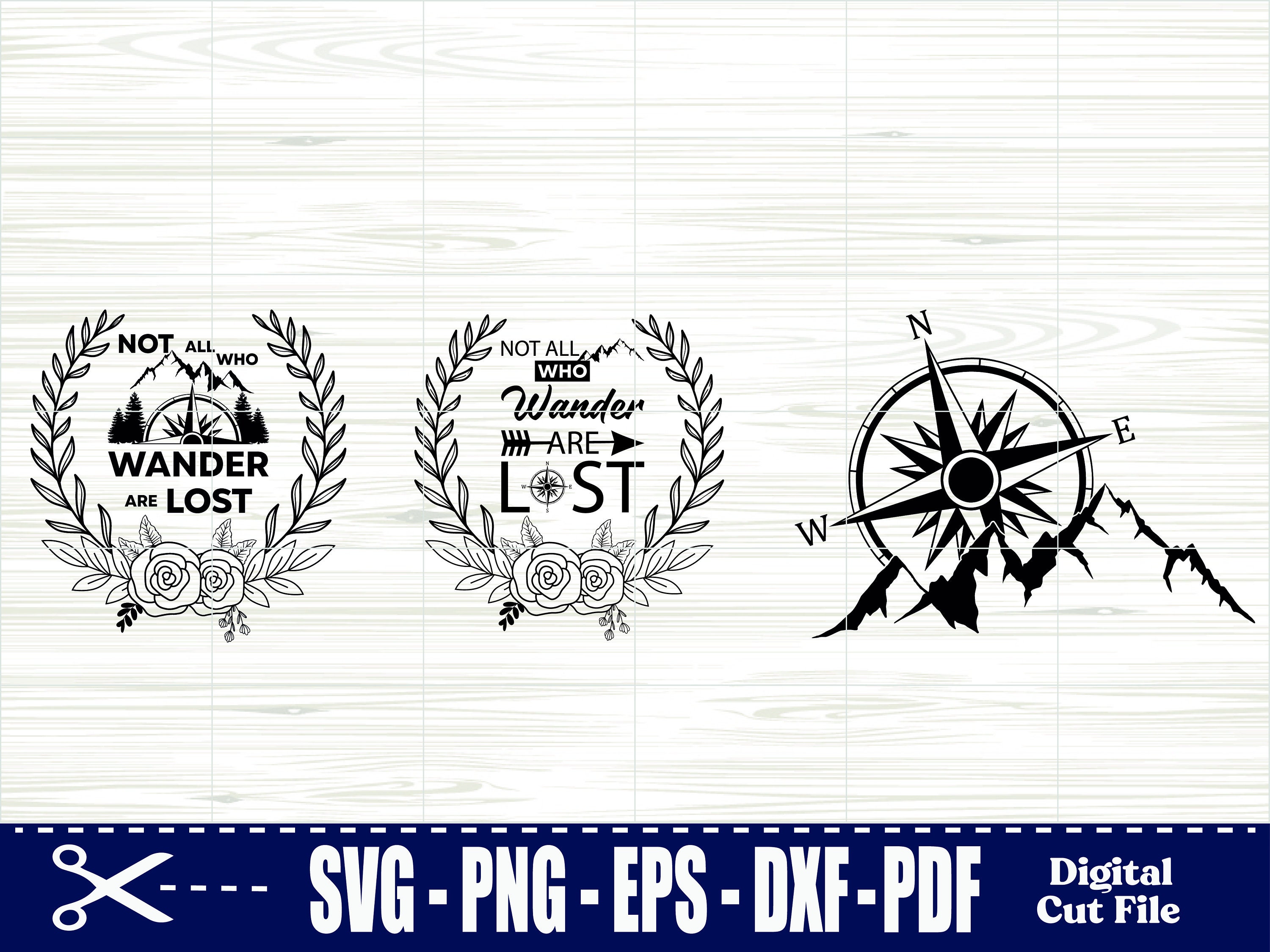 Nautical Compass SVG Bundle: Mountain, Animal, Vector Cut Files - Etsy