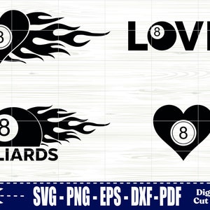 Billiard SVG Bundle: Pool Clipart, Cuttable Designs (digital Download ...
