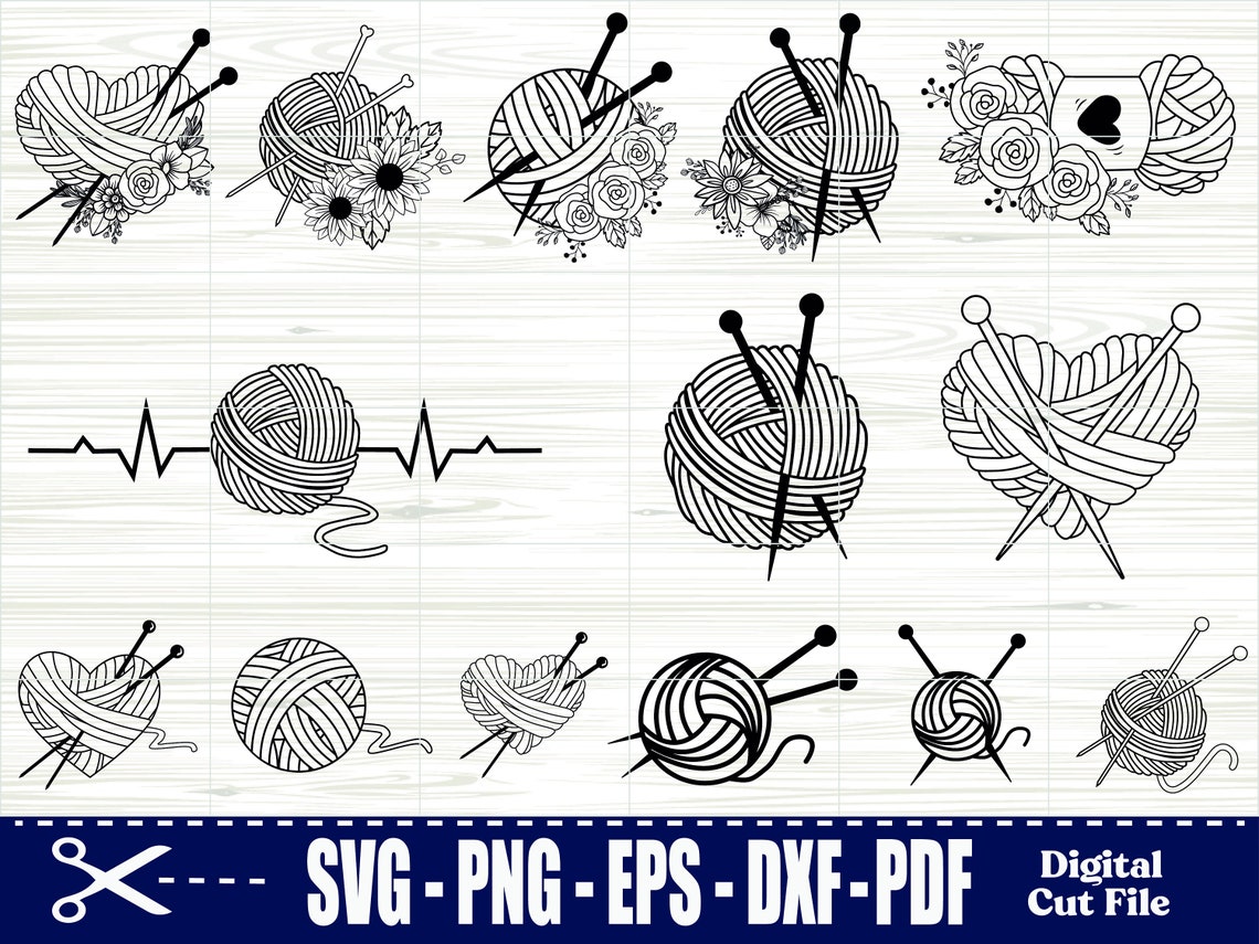 Knitting Bundle SVG, Crochet Quotes SVG, Yarn Svg, Knitting Svg ...
