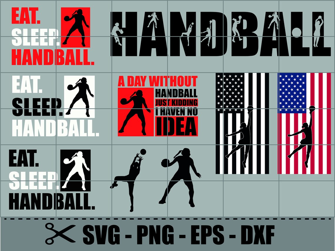 Handball Svg Bundle, Handball Silhouette Svg, Male Handball Player SVG ...
