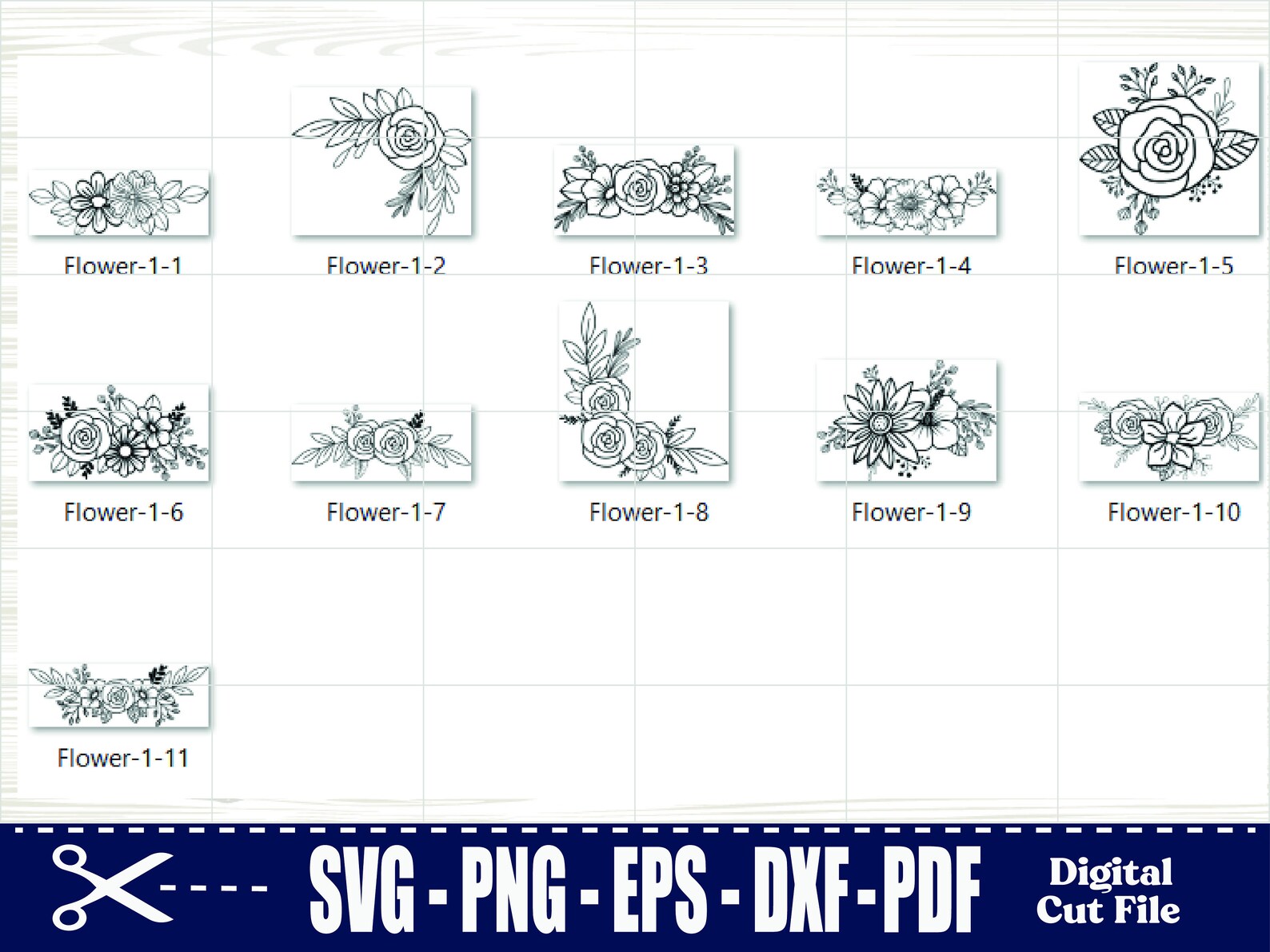 Floral SVG Bundle: Flower Corner Border Cut Files (digital Download) - Etsy