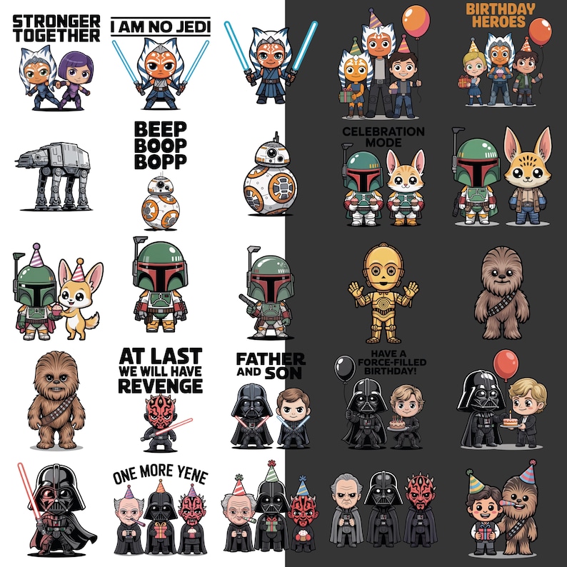 Star Wars Chibi Clipart Bundle | 66 PNG Jedi, Galaxy Characters - Etsy UK