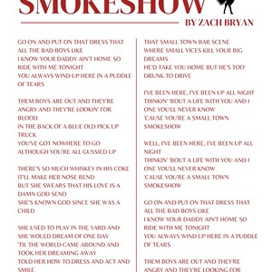 Oklahoma Smokeshow Zach Bryan Lyric Wall Art Trendy Western Country ...