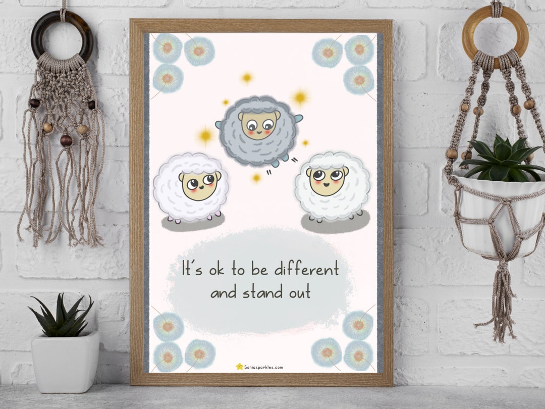 It's Ok to Be Different - Sheep Motivational Quote, Kindness, Wellbeing ...