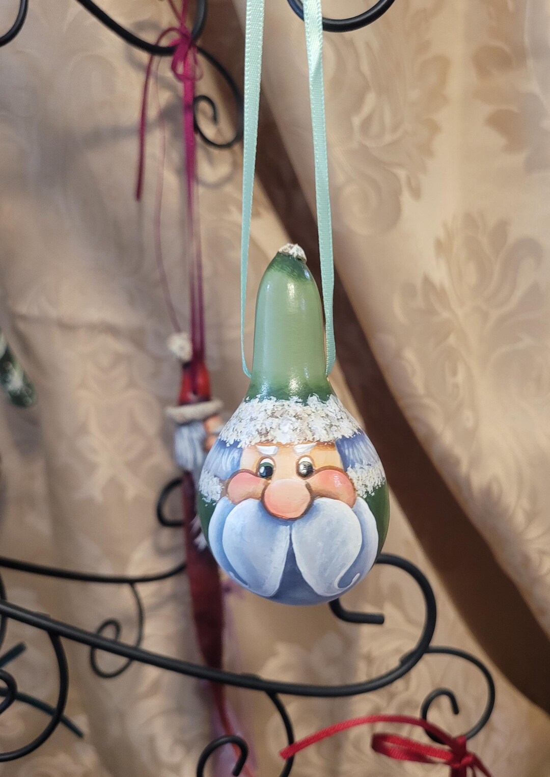 Hand Painted Santa Mini Dipper Gourd Christmas Ornament - Etsy