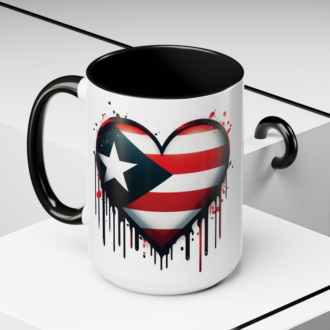 Mug, Puerto Rican Flag Graffiti Design, Ceramic Coffee Cup, 11oz, 15oz ...