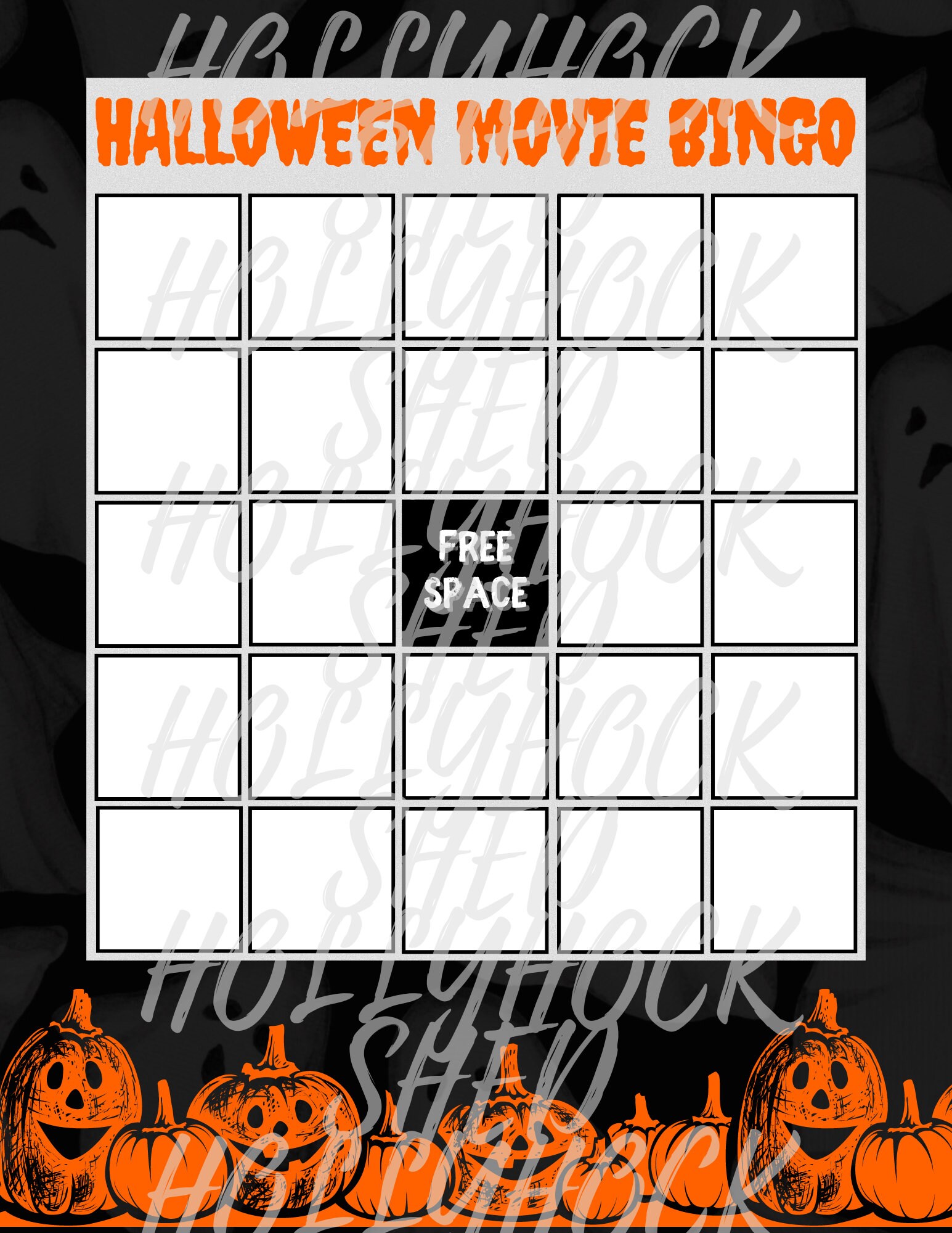 Halloween Movie Bingo Card - Digital Download - Etsy