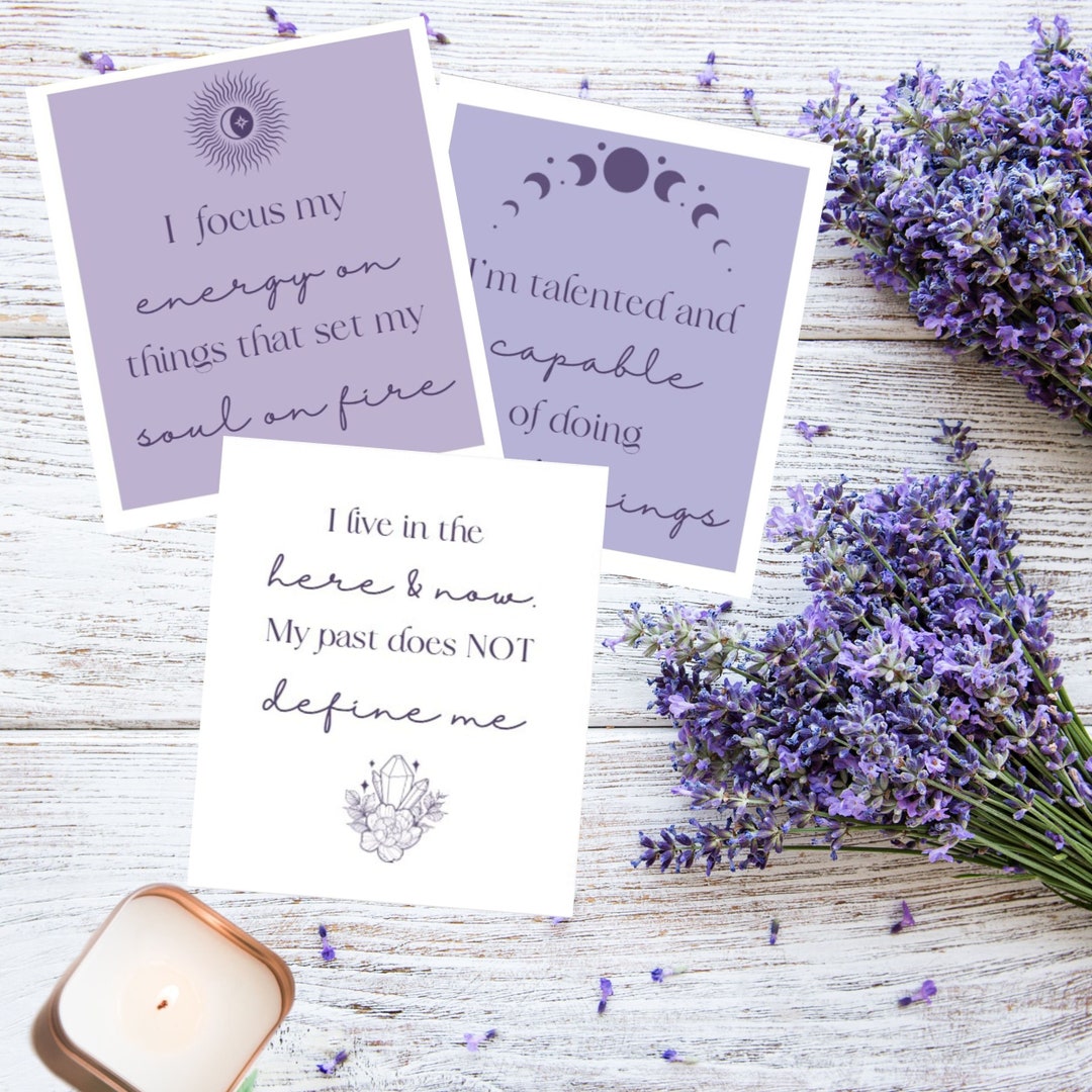 Notes From Your Soul Printable Affirmation Cards, Purple Celestial ...