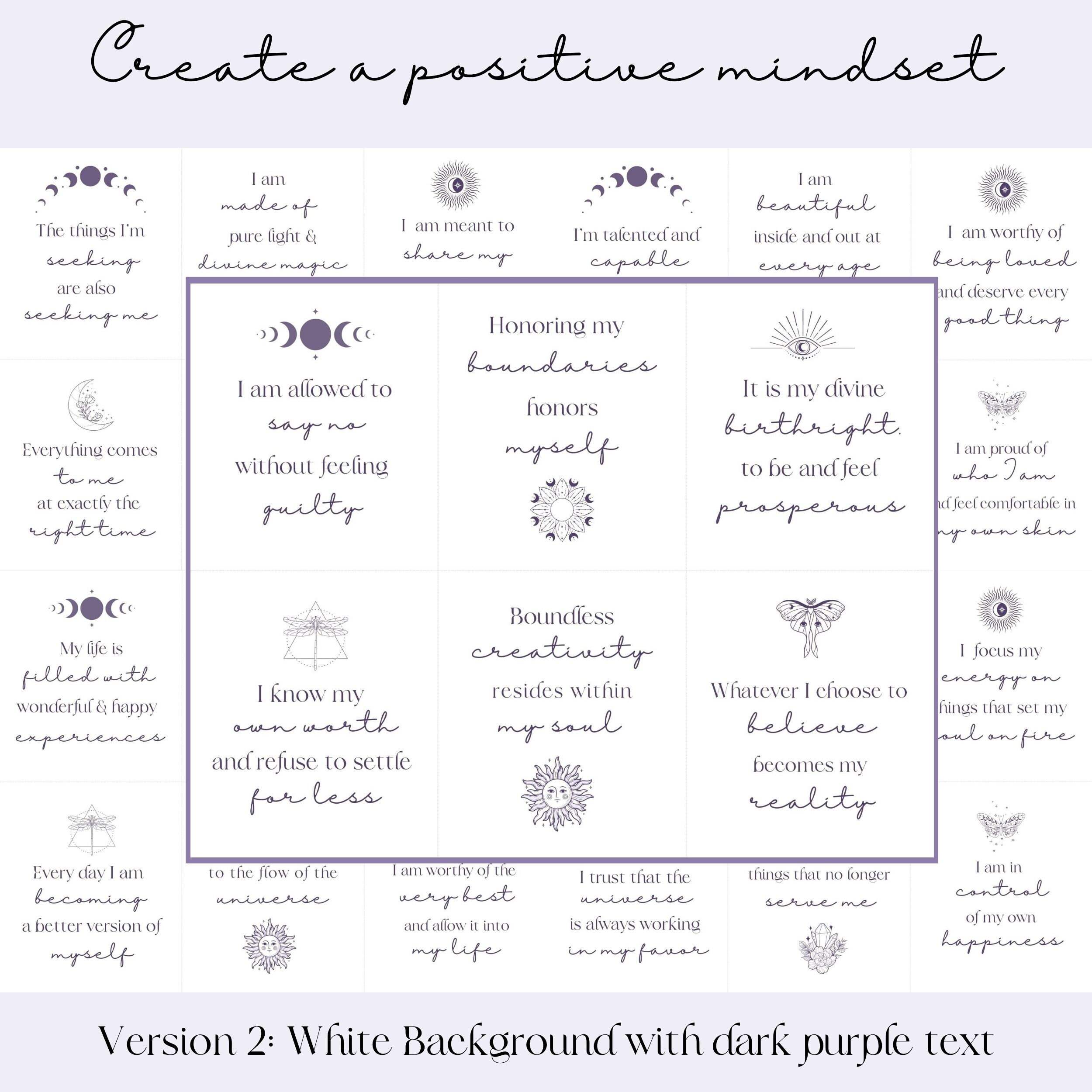 Notes From Your Soul Printable Affirmation Cards, Purple Celestial ...