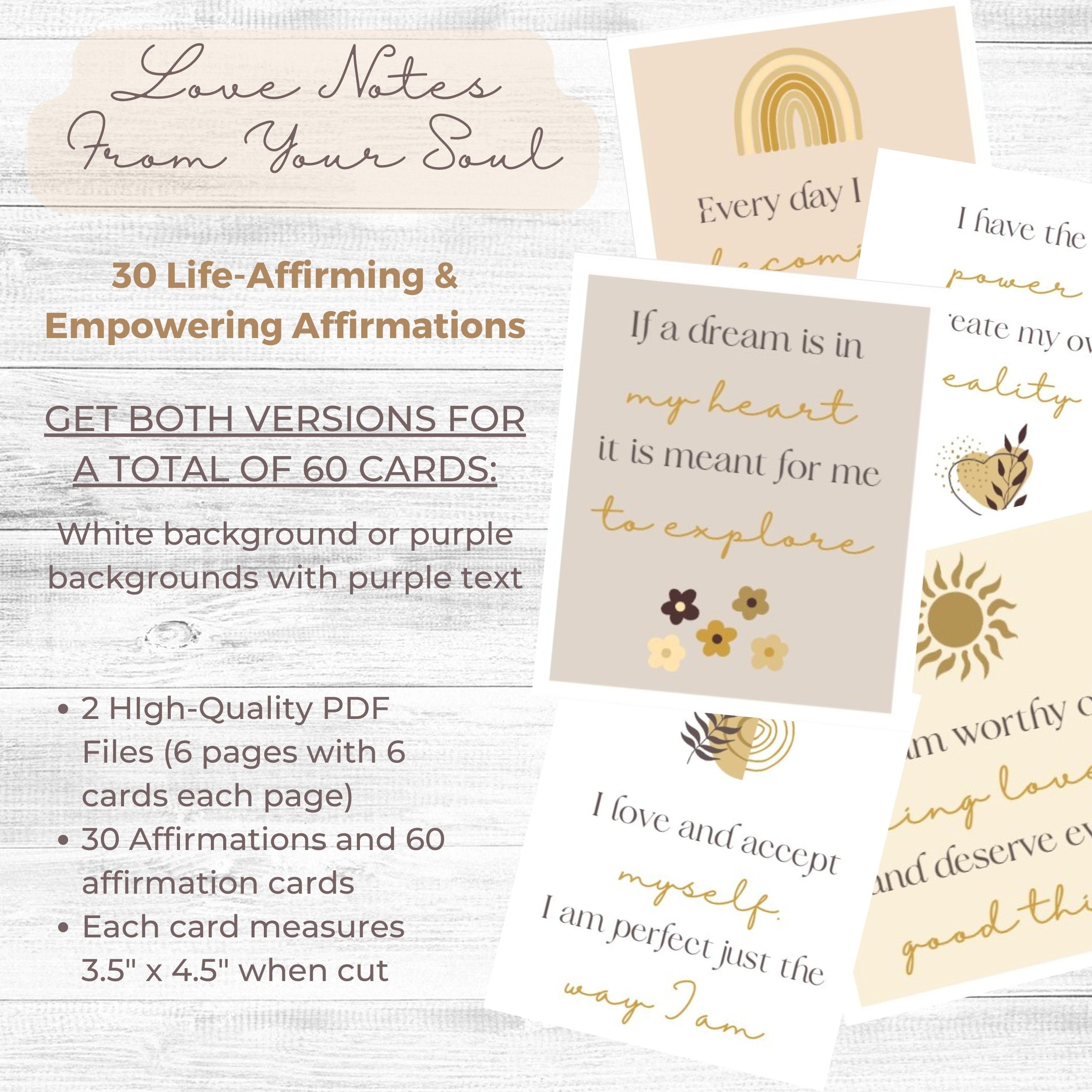 Notes From Your Soul Printable Affirmation Cards, Neutral Boho ...
