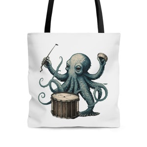 Drumming Octopus Tote Bag, Funny Octopus Bag, Drummer Cool Tote Bag ...