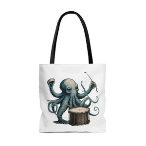 Drumming Octopus Tote Bag, Funny Octopus Bag, Drummer Cool Tote Bag ...