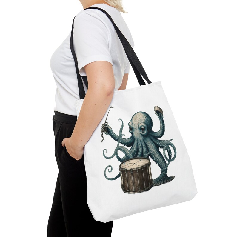 Drumming Octopus Tote Bag, Funny Octopus Bag, Drummer Cool Tote Bag ...