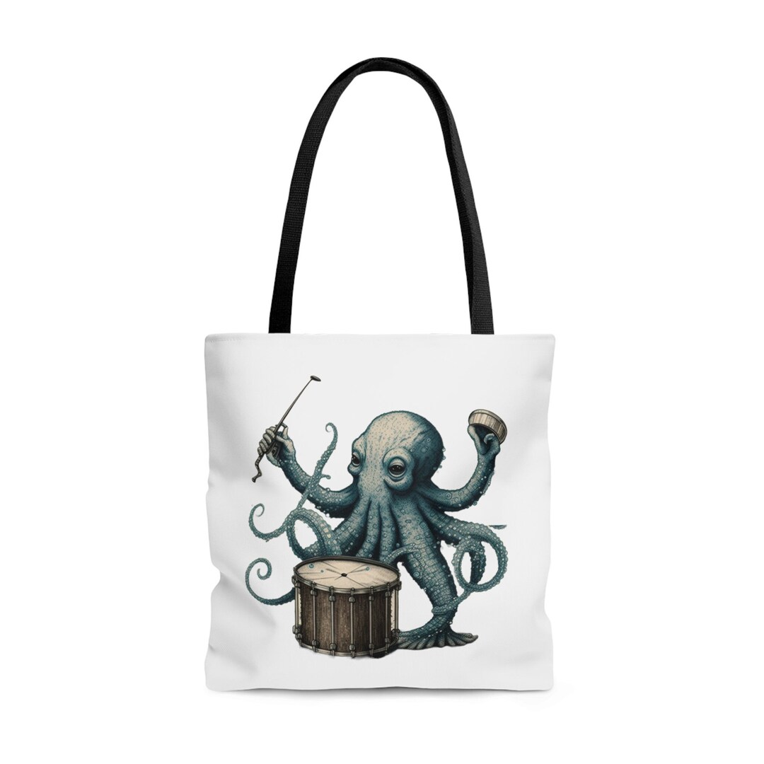 Drumming Octopus Tote Bag Funny Octopus Bag Drummer Cool - Etsy