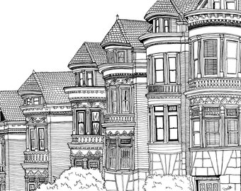 San Francisco House Drawing - Etsy