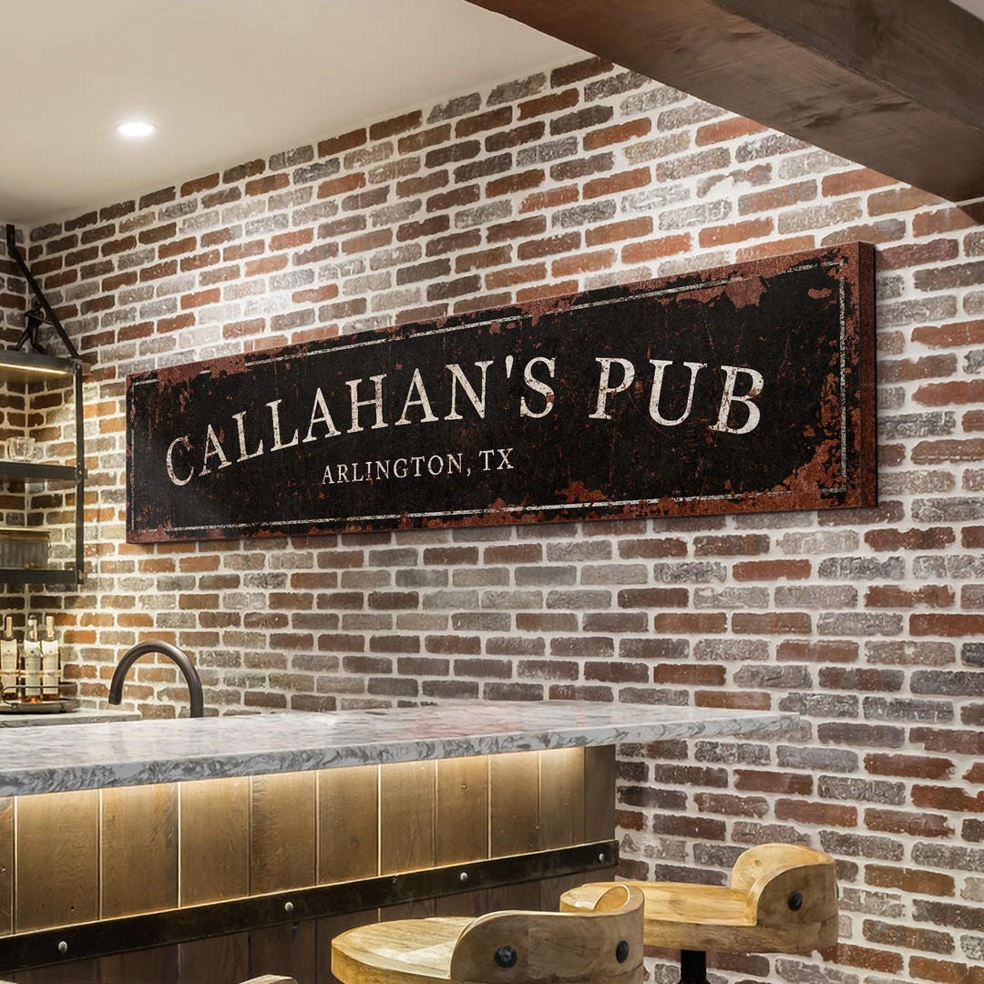 Custom Pub Sign, Big Irish Pub Canvas Wall Decor, Long Canvas, Craft ...