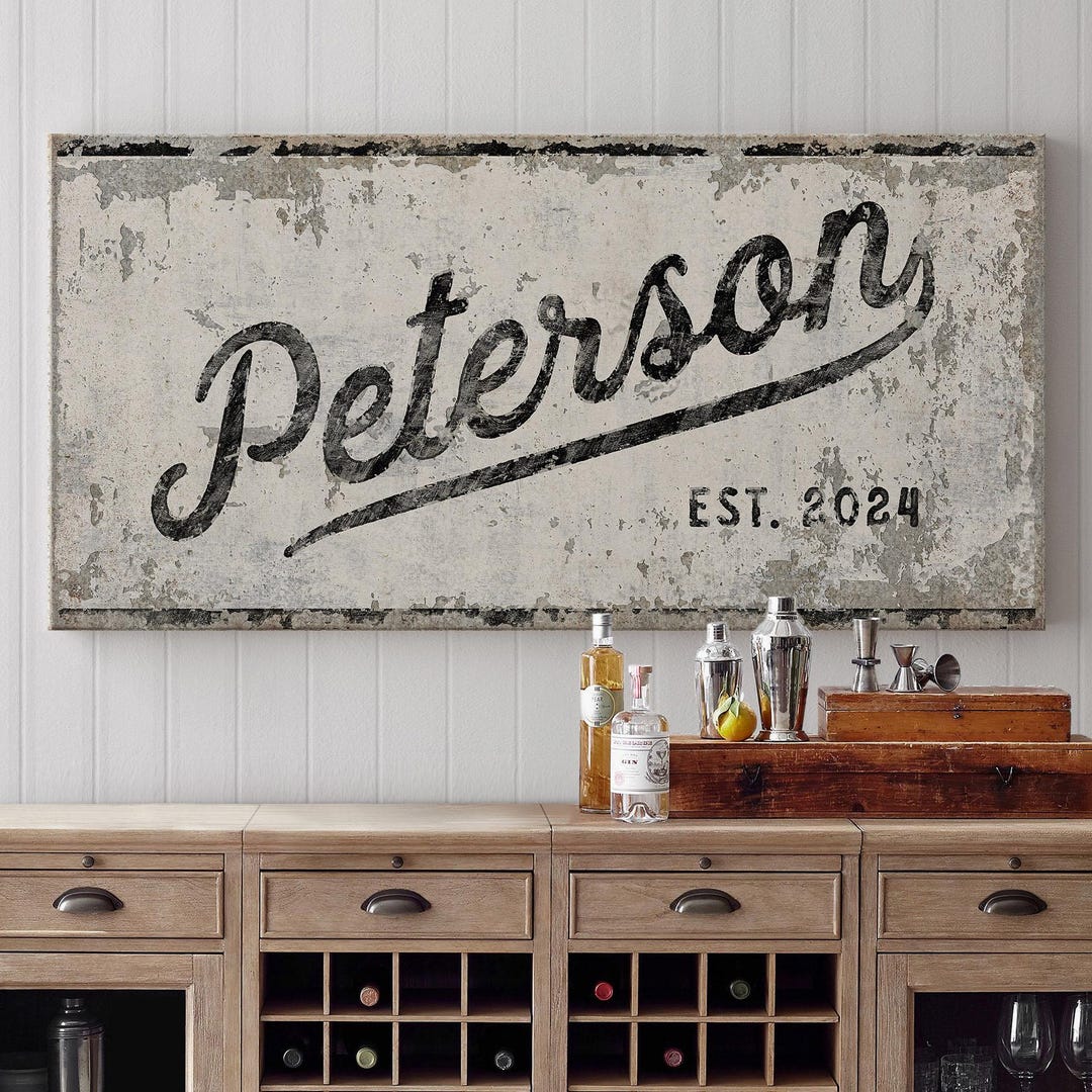 White Rustic Family Established Sign, Custom Last Name, Vintage Wedding ...