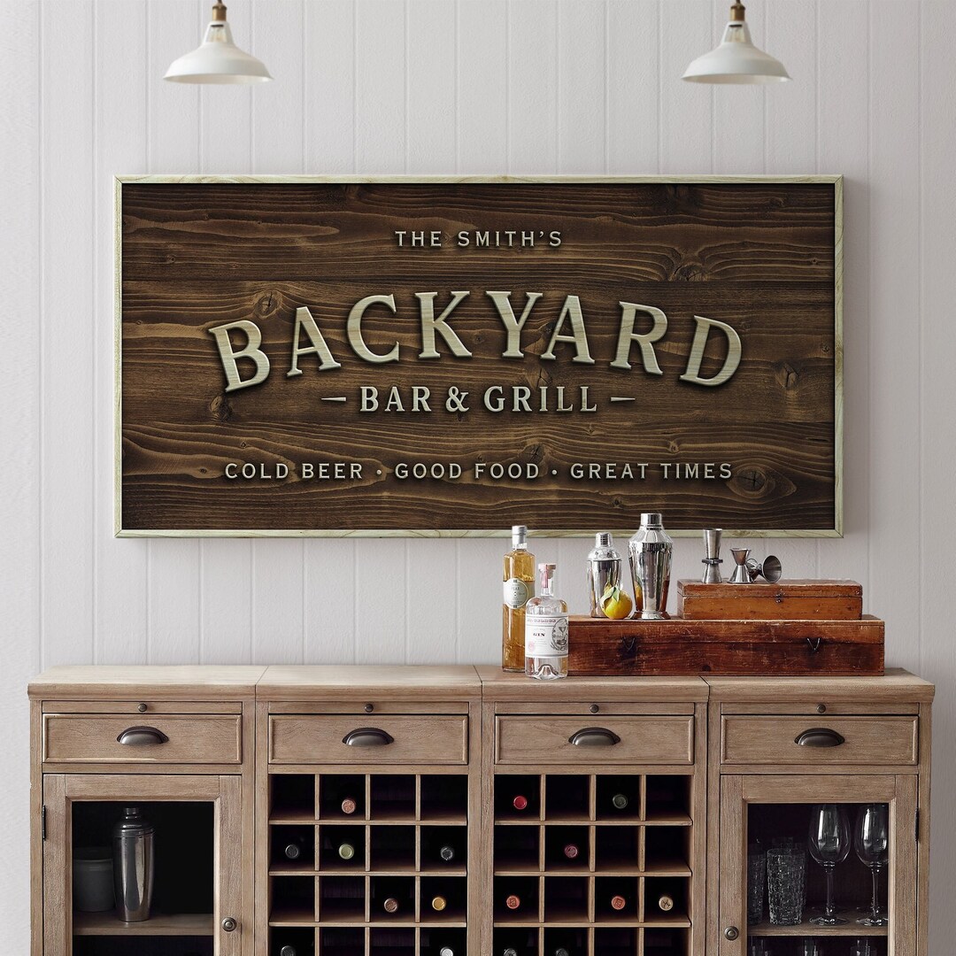Backyard Bar and Grill Patio Sign, Custom Patio Sign, Family Bar ...